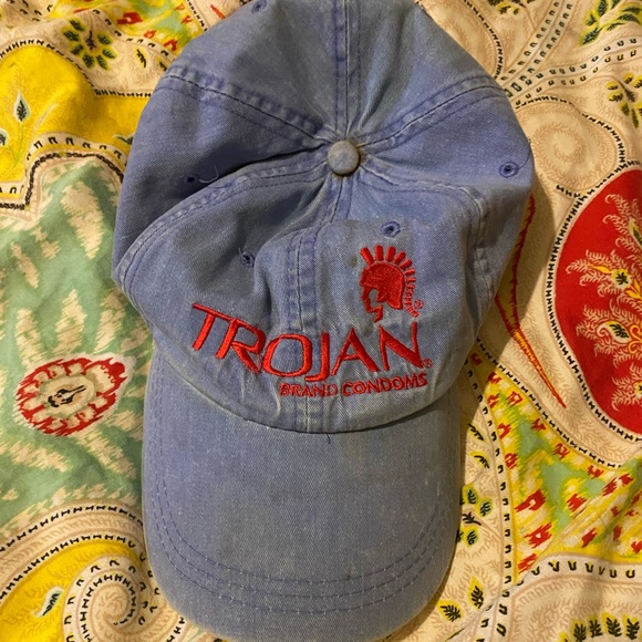 Accessories | 199s Vintage Trojan Condom Baseball Cap Leather Strap ...
